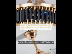 modern black led chandelier fan light retractable remote control ceiling lamp with fan