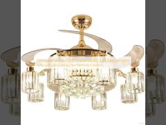 Wholesale  Modern LED Crystal Ceiling Fan Light , Invisible Acrylic Blade Ceiling Fan Remote Control