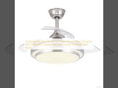 모던 36 42인치 실버 LED 조명 포함 천장 선풍기, 3 블레이드, 리모컨 스위치, 숨겨진 블레이드