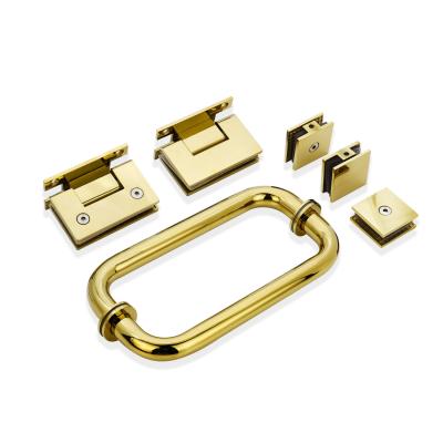 China Brushed Nickel Finish Stainless Steel Shower Hinge and Glass Clamp Kit for Glass Door for sale