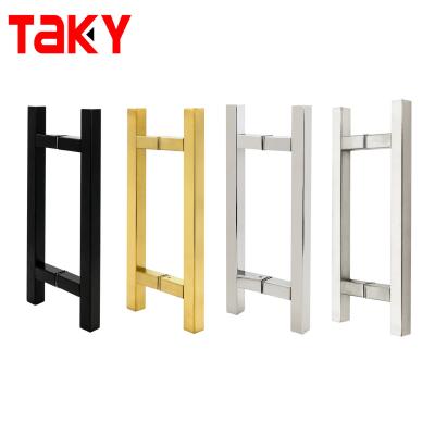 China Luxury Brushed Stainless Steel 304 Gold Shower Door Pull Handles 6-14mm Glass Thickness for sale