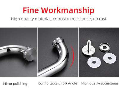 China Tempered Glass Pull Handle with SS304 Vertical Stainless Steel Adjustable Design for sale