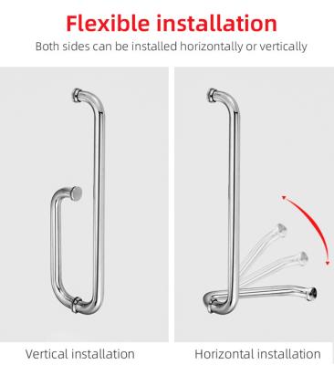 China Tempered Glass Pull Handle with SS304 Vertical Stainless Steel Adjustable Design for sale