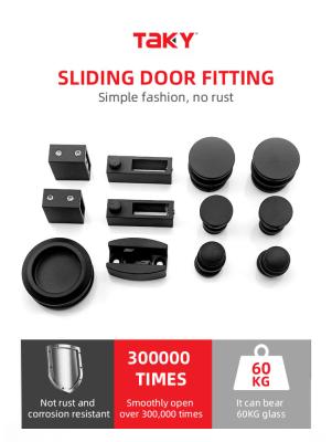 Chine Kit de porte de douche coulissante noire en forme de plateau rond pour 8-12 mm à vendre