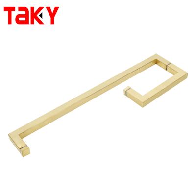 China Hot Sale Stainless Steel 304 Gold Shower Handle Bathroom L Shape Square Pull Handle for sale