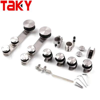 China 304 Stainless Steel Frameless Shower Door Hardware Kit with Silent Pulley Track and 80-120kg Load Bearing for sale