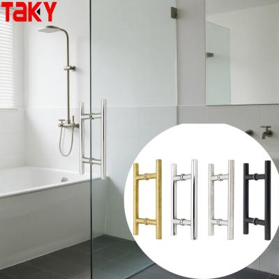 China Modern H Type Stainless Steel 304 Double Side Glass Door Pull Handle 203*203*19*1.0mm for sale