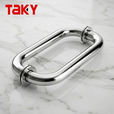 China Round Shaped Long Main Door Handle Rose Mirror Pull Handle Shower Door Handles for sale