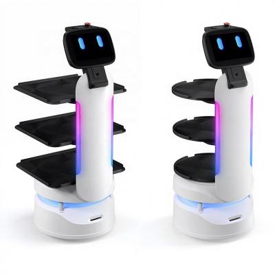 China Smart Waiter Food Delivery Robot 21 Inch Advertising Screen Autonomous Commercial Delivery for sale