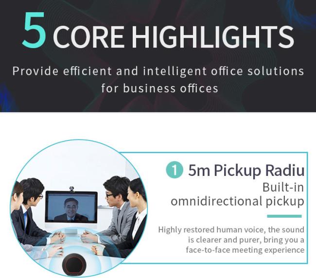 SQ-M5W conference microphone 5 meters long distance pickup, 360 degree high coverage, full duplex echo cancellation