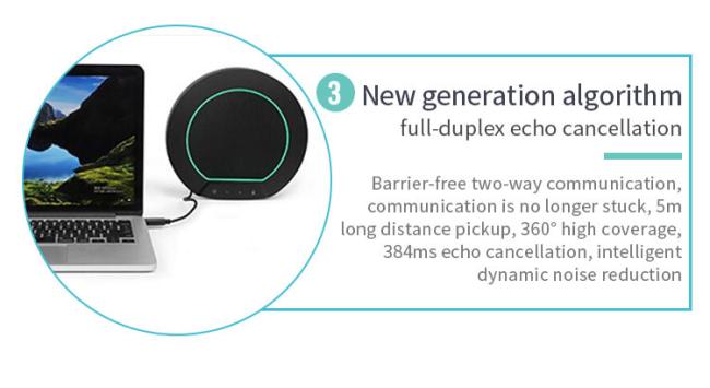 SQ-M5W conference microphone 5 meters long distance pickup, 360 degree high coverage, full duplex echo cancellation
