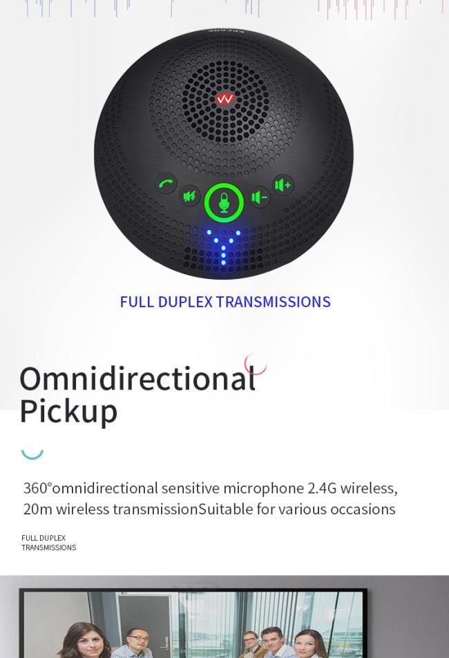 SQ-M13U 2.4G wireless omnidirectional conference microphone, 360-degree pickup, high-definition audio, and noise reduction