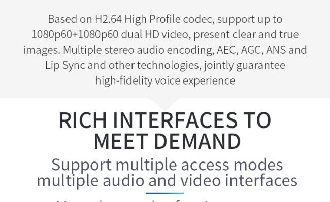 SQ-H801E High-definition conference video terminal 1080p60 dual-channel high-definition video, multi-interface
