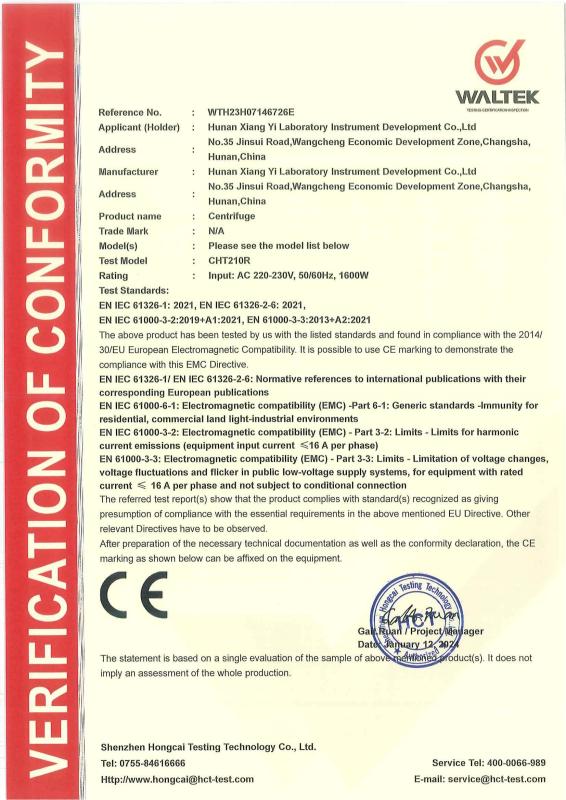  - Hunan Xiangyi Laboratory Instrument Development Co., Ltd.