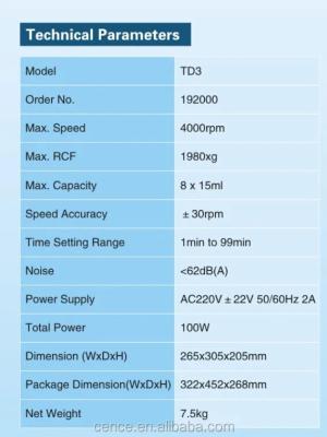 China TD3 Tabletop Low Speed Centrifuge Machine for Plasma Extractor for sale