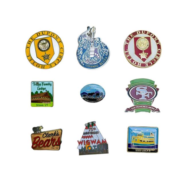 Custom lapel pin with gold plating and detailed logo design