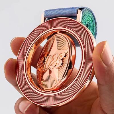 China 3 pulgadas Medallas personalizadas de fundición por defecto Medallas personalizadas grabadas de oro rosa Esmalte personalizado en venta