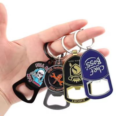 China Hot Bulk Key Chain Beer Bottle Opener Cheap Metal Magnetic Wine Opener Keyholder Soft Enamel Custom Bottle Opener Keychain for sale