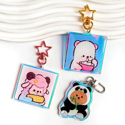 China Custom Glitter Epoxy Keychain – Clear Acrylic with Cartoon Logo & Anime Design for sale