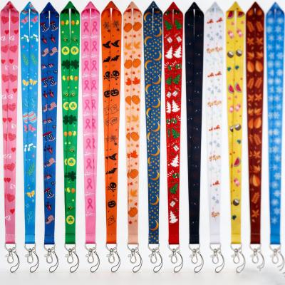China Customized polyester lanyard keychains with silkscreen printing are perfect for personalized motorcycle keys. for sale