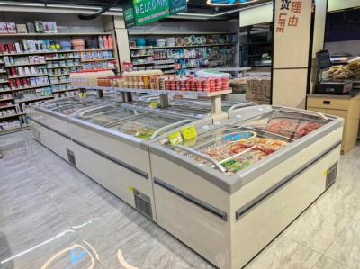 China Commercial Sliding Glass Lid Auto Defrost Combined Display Chest Freezer for Supermarket Modular Combination for sale