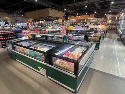China Commercial Modular Island Freezer with Auto Electrical Defrost, Customizable Dimensions, and LED Illumination for sale