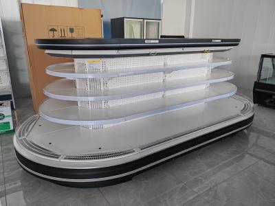 China Refrigerated Modular Chilled Island Display Case equipped with Adjustable Shelves and LED Lighting supporting retail display setups for sale