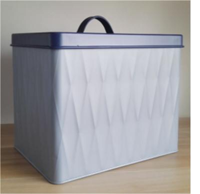 China Metal Square Prismatic Embossing Storage Box storage tin with bamboo lid for sale