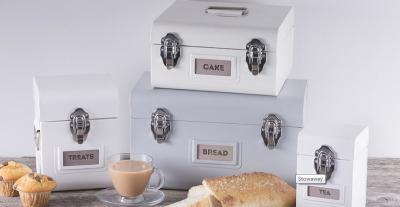 China Galvanized white grey Storage Tin Storage Box Kitchen Collection Caddy for sale
