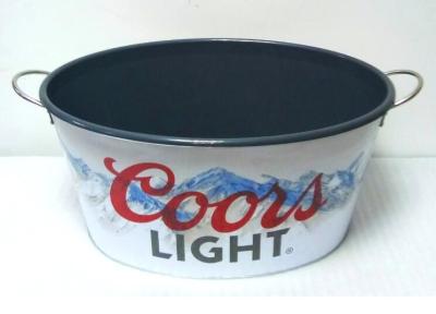 China 15 LITER oval ice black printing metal ice bucket with plastic inner for sale