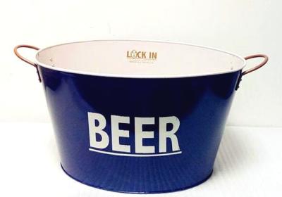 China 15 LITER oval ice yellow blue  printing metal ice bucket for sale