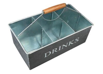 China metal 6 compartments square gray  ice bucket  utensil holder with wood handle for sale