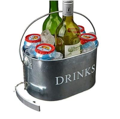 China metal 6 compartments oval power coating gray ice bucket  utensil holder with corkscrew for sale