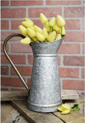 China galvanized antiqured watering can water pot flower tin vase flower pot for sale