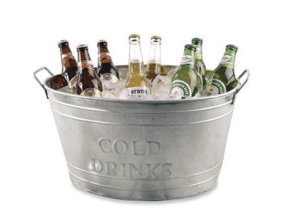 China galvanized natural  color oval ice bucket metal party tub  beverage tub for sale