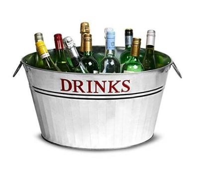 China galvanized power coating round ice bucket metal party tub  beverage tub for sale