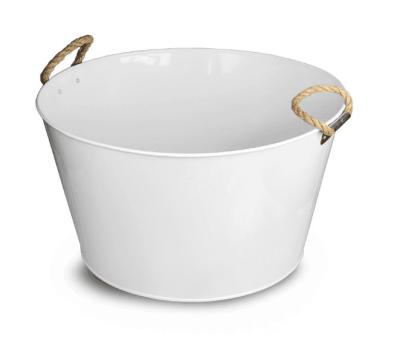 China galvanized power coating round ice bucket metal party tub  beverage tub with rope handle for sale