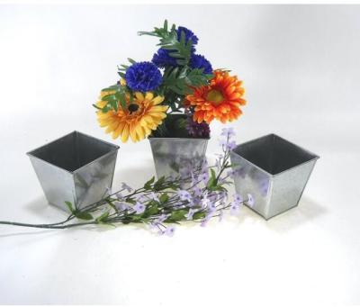 China galvanized squre natural color flower tin flower  vase flower pot planter for sale