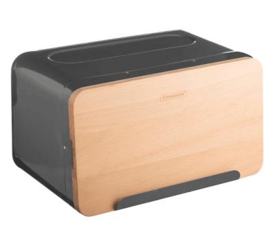 China galvanized oblong white grey power coating bread bin bread box with cutting bamboo board for sale