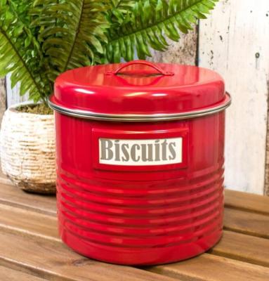 China Metal round power coating Storage Tin biscuit canister  cookie box for sale