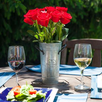 China galvanized sheet metal l round golden color flower tin galvanized  vase for sale