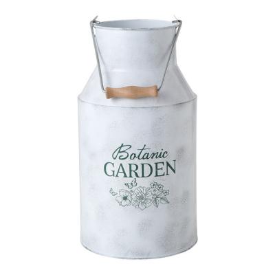 China galvanized sheet metal l round white color flower tin galvanized  vase for sale
