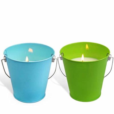 China galvanized red orange purple color flower tin  flower pot planter candle bucket for sale