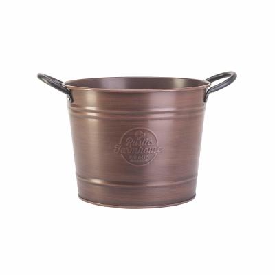 China galvanized antiquted roun siliver gold  color flower tin  flower pot planter for sale