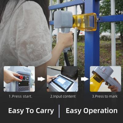 China 50W Portable Handheld Laser Fiber Marking Machine Mini Fiber Optic Engraving for Lettering Coding New Condition DXF PLT BMP for sale