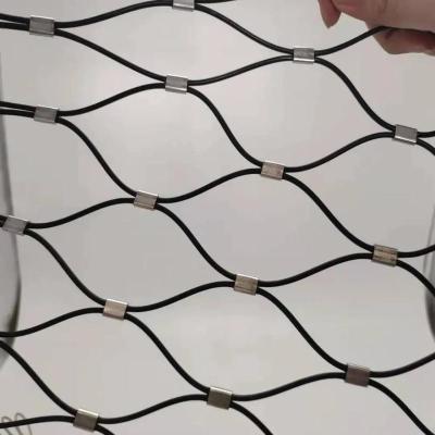 China 2.5MM Thick 100*100mm Stainless Steel 304/316 Flexible Ferrule Wire Rope Mesh Protection Net for sale