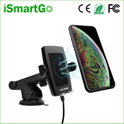 China Intelligent Fast Wireless Cell Phone Charger for Car  Intelligent Car Phone Holder Wireless Charging Mount for sale