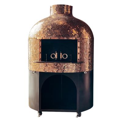 China Round Wood Fired Pizza Oven with Volcanic Lava Rock for sale