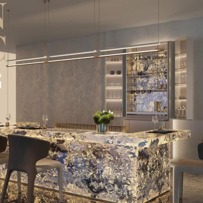 China Custom Size Teppanyaki Grill Table with 20mm Thick Food-Grade Alloy Steel and 380V Voltage for 7-10 Seats for sale