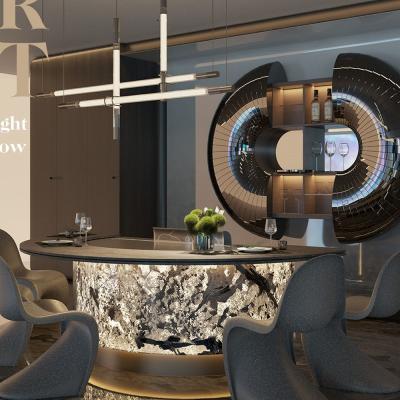 China Custom 7/8 Seats Teppanyaki Grill Table with 600*440mm Heating Area and 2500m³/h Airflow Capacity for sale